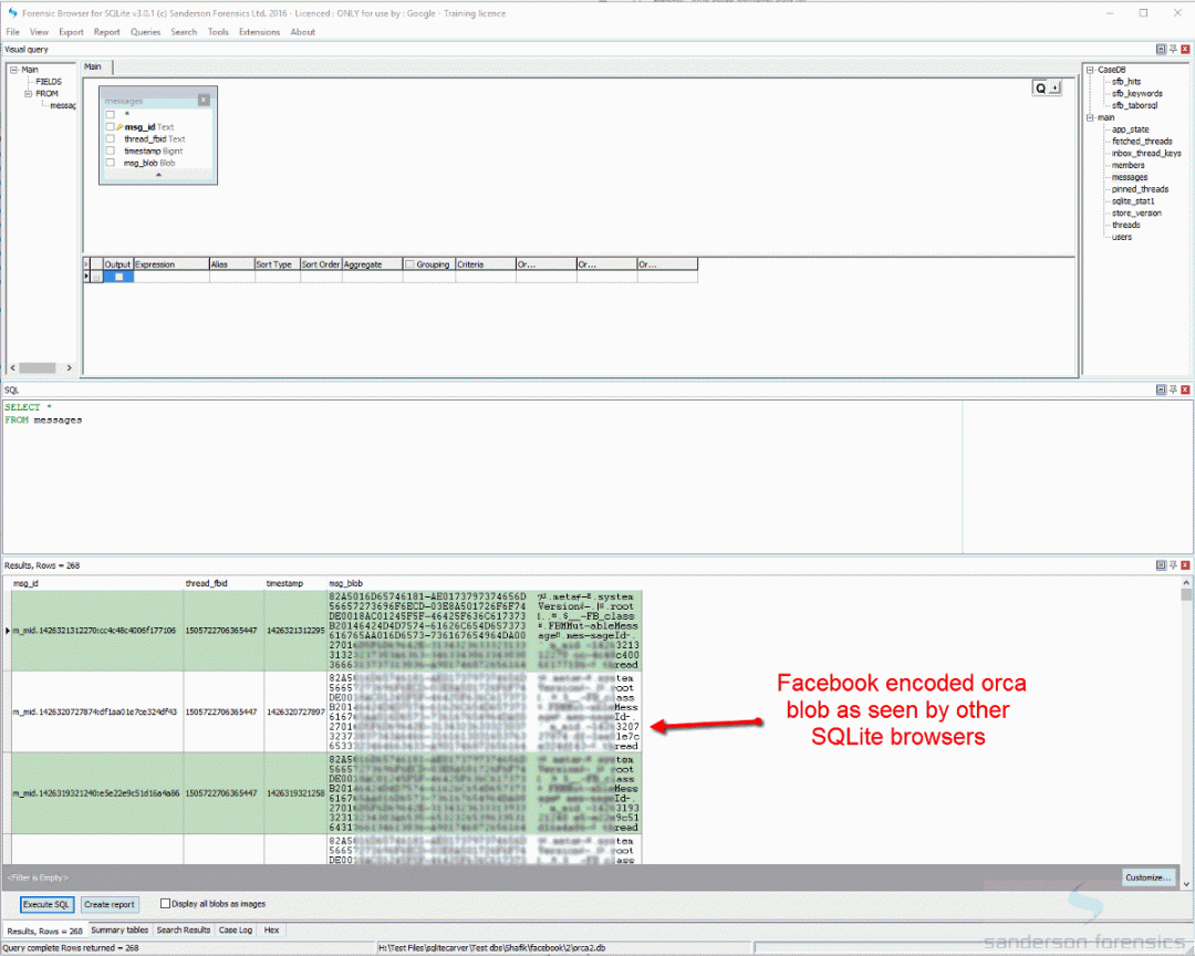 Forensic Browser for SQLite Archives | Sanderson Forensics